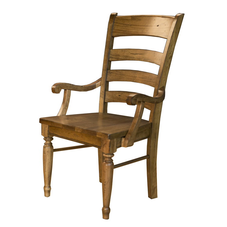 Laurel Foundry Modern Farmhouse Shaler Solid Wood Ladder Back Arm Chair in Smoky Quartz Reviews Wayfair